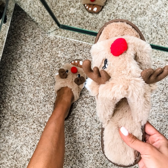 Shoes | New Reindeer Slippers Open Toe Grip Sole Soft | Poshmark